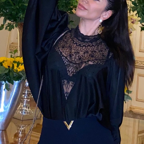 Retrofete | Tops | Retrofete Silk Lace Embroidered Bodysuit | Poshmark